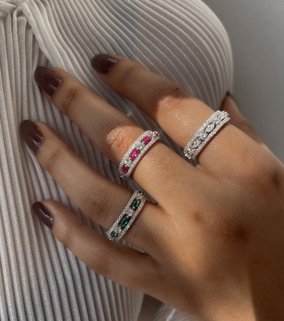 CELINE I S925 Sterling Silver I Platinum Plated I Cubic Zirconia Ring ZibaStyles
